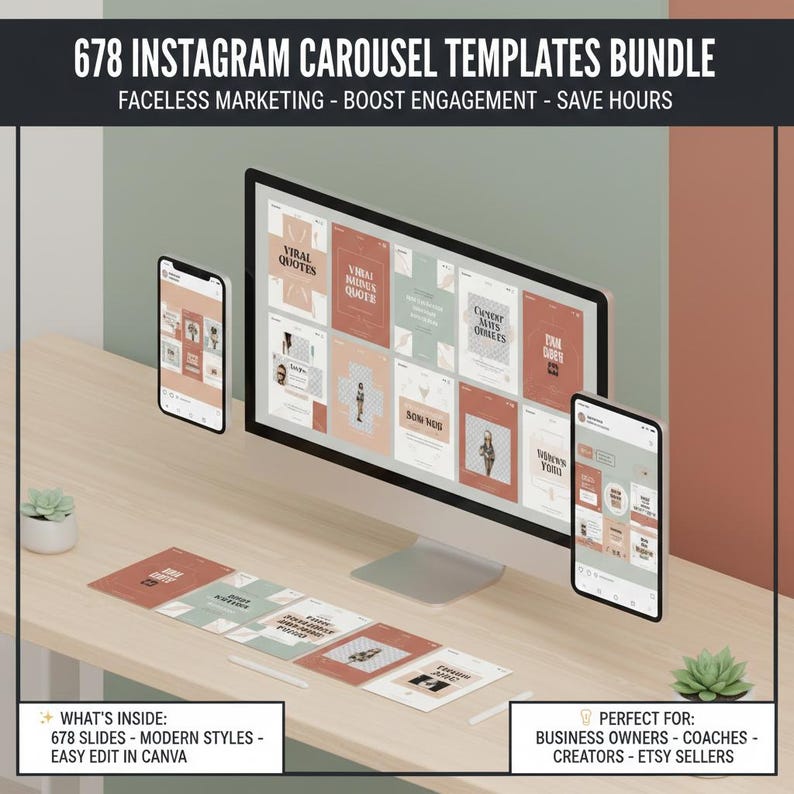 678 Instagram Carousel Templates Canva Bundle, Social Media Posts ...