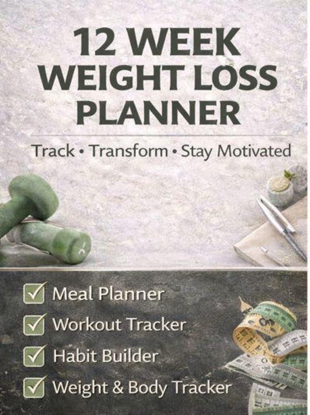 12 Week Weight Loss Planner | Fitness, Meal, Habit & Progress Tracker ...