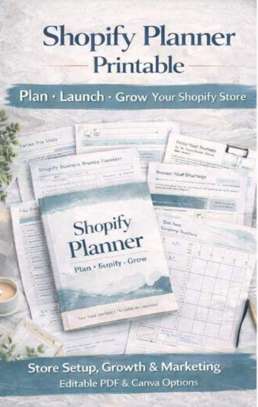 Shopify Planner Printable | Store Setup, Growth & Marketing Business ...
