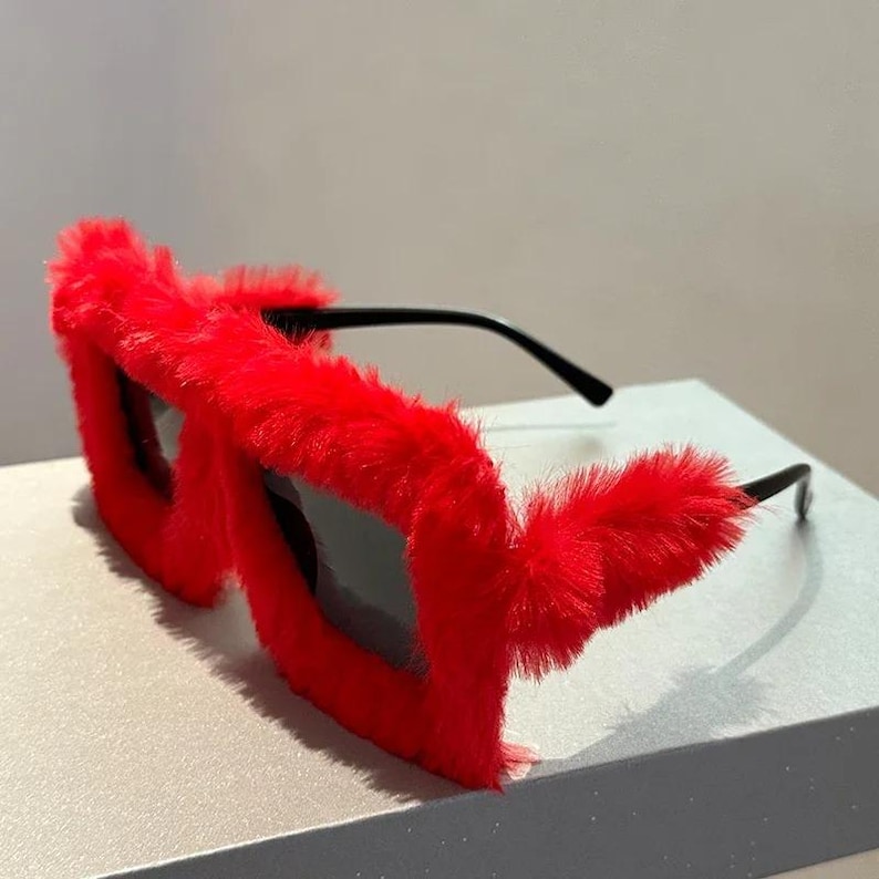 Oversized Plush Y2K Fluffy Sunglasses Soft Furry Square Shades for ...