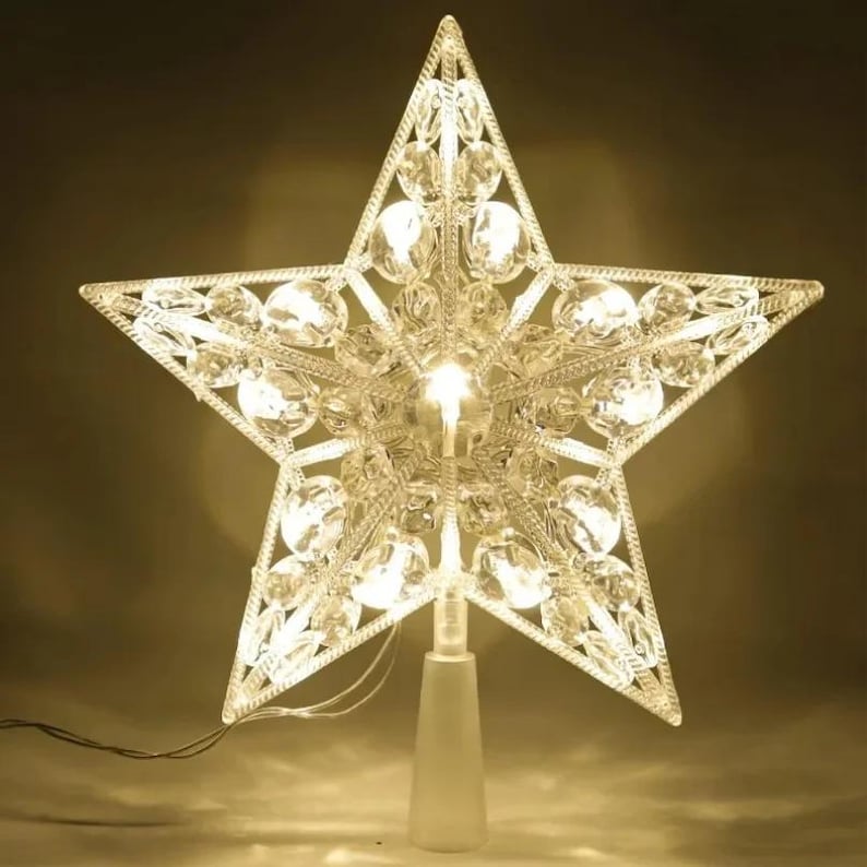 15cm Christmas Tree Star Topper With Warm White LED Lights Shining Tree ...