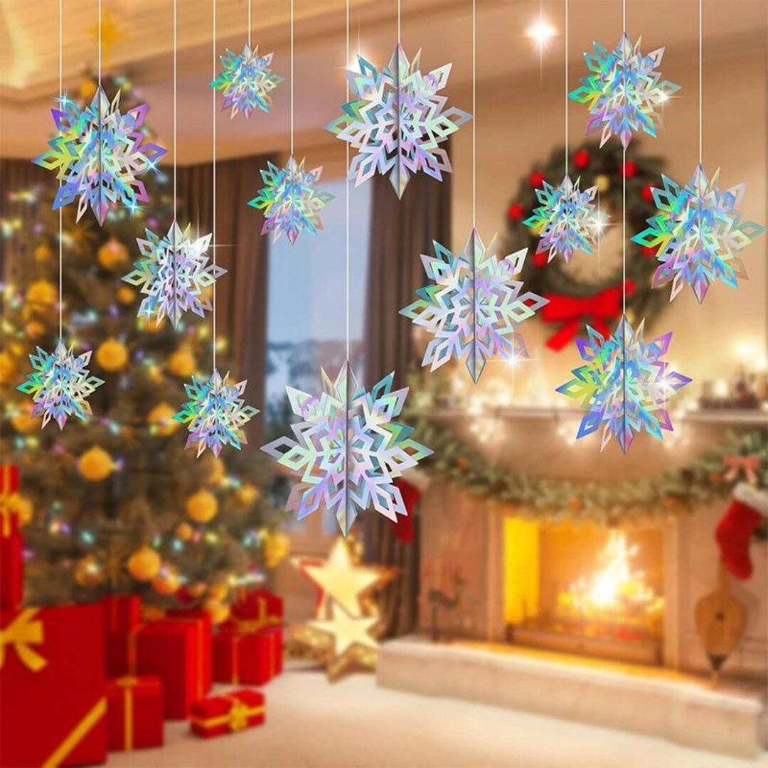 3D Paper Snowflake Ornaments (6 Pcs) – Hanging Christmas Decorations ...