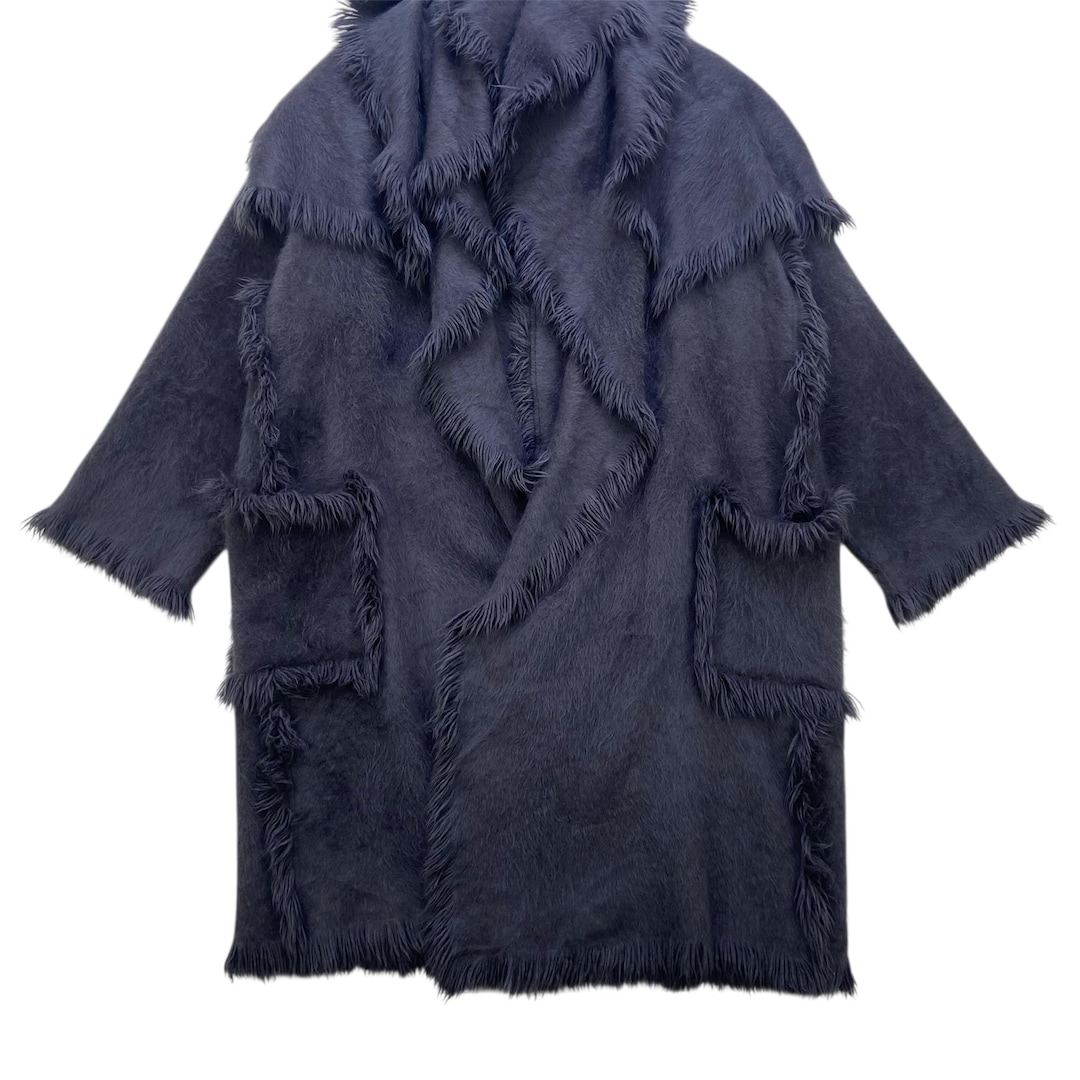 Japanese Designer Yukiko Hanai Angora Angola Buttonless Winter Coat ...