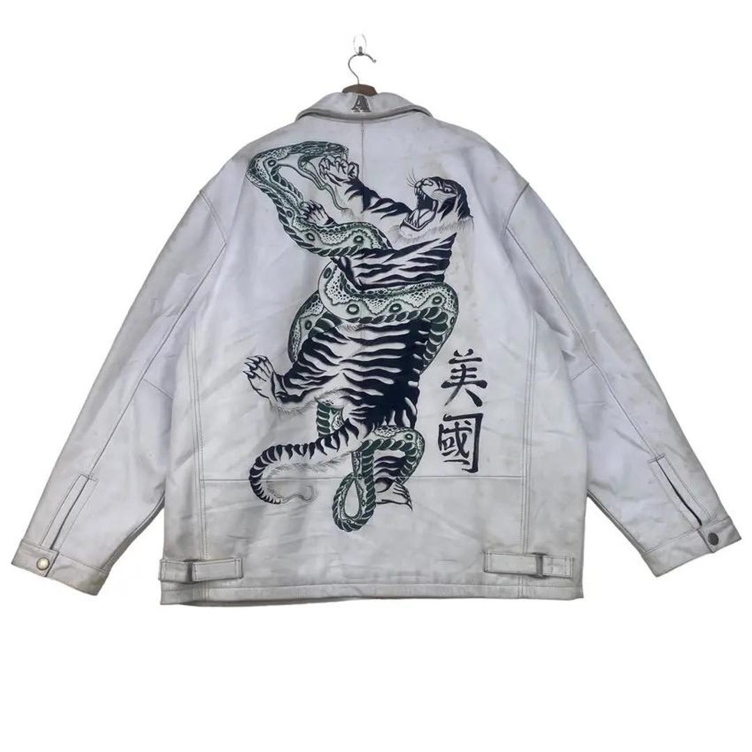Vintage Japanese Traditional Avenue Tiger X Snake Leather Motorcycle ...