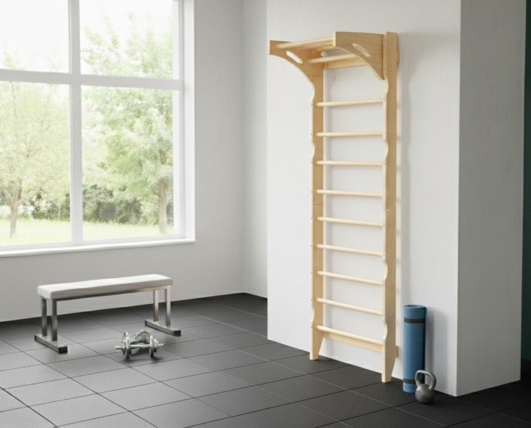 Swedish Ladder Wall Gym 2-in-1 Wooden Climbing Ladder for Kids & Adults ...