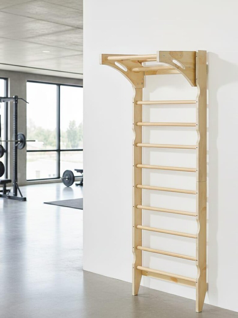 Swedish Ladder Wall Gym 2-in-1 Wooden Climbing Ladder for Kids & Adults ...