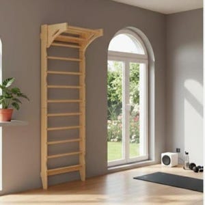 Swedish Ladder Wall Gym 2-in-1 Wooden Climbing Ladder for Kids & Adults ...