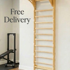 Swedish Ladder Wall Gym 2-in-1 Wooden Climbing Ladder for Kids & Adults ...