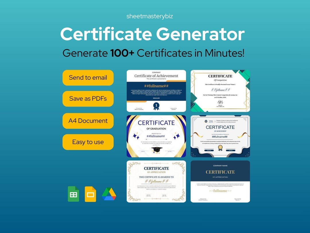 Certificate Generator, Bulk Certificate Maker, Minimalist, Printing ...