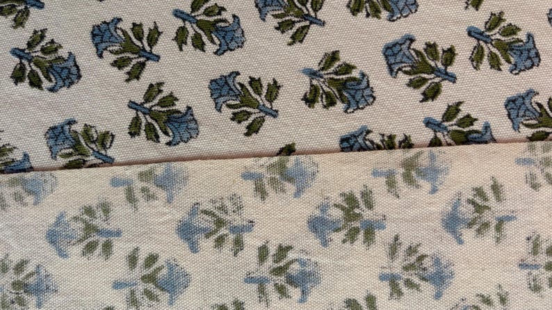Blue Green Block Print Fabric Cotton Fabric by the Yard | Hand Block ...