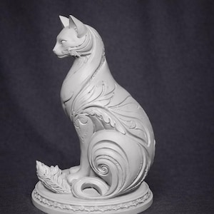 Wooden Cat Statue Decor | Elegant Cat Figurine | Handcrafted Style Cat ...
