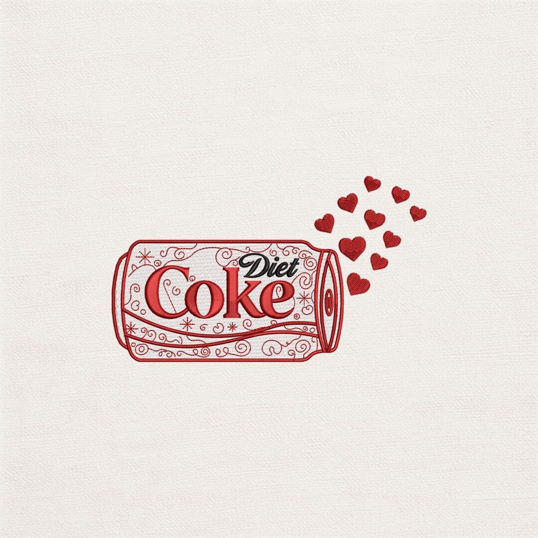 Diet Soda Can Embroidery Design | Cute Soda With Hearts Embroidery File ...