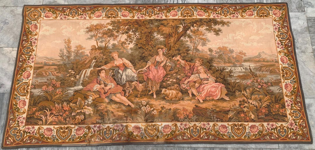 Vintage French Tapestry: Medieval Pictorial, Large Size Wall Decor (3x6 ...