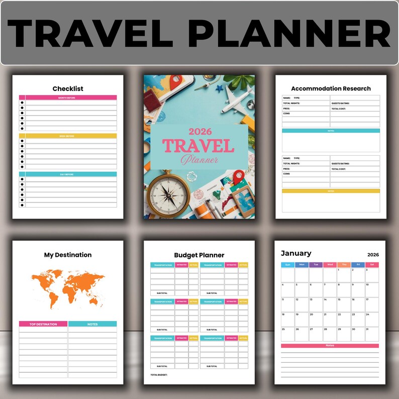 2026 Travel Planner | Printable Trip Organizer & Vacation Planner ...