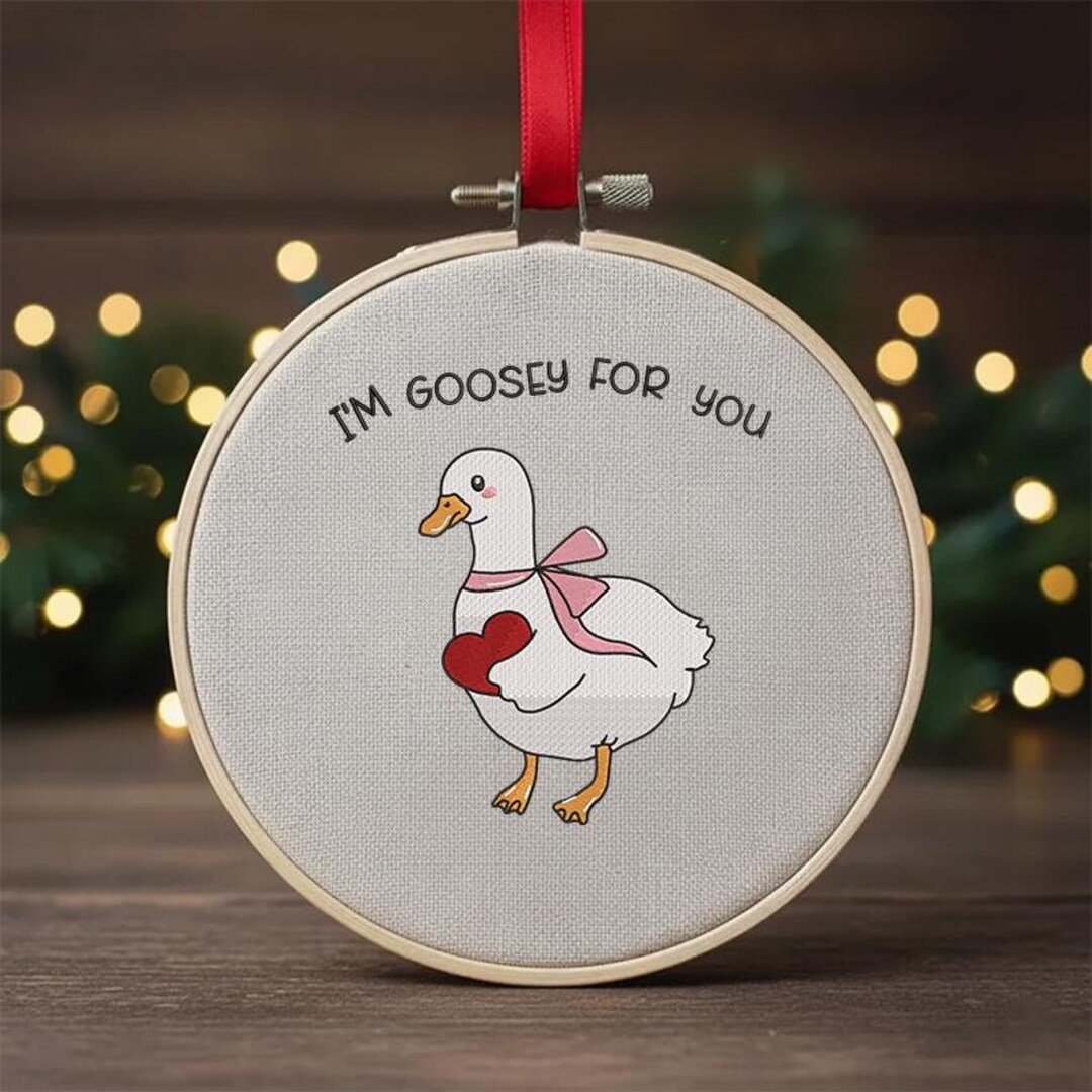 Goose Valentine Embroidery Design, Animal Pun Pattern (pes, Dst, Exp ...