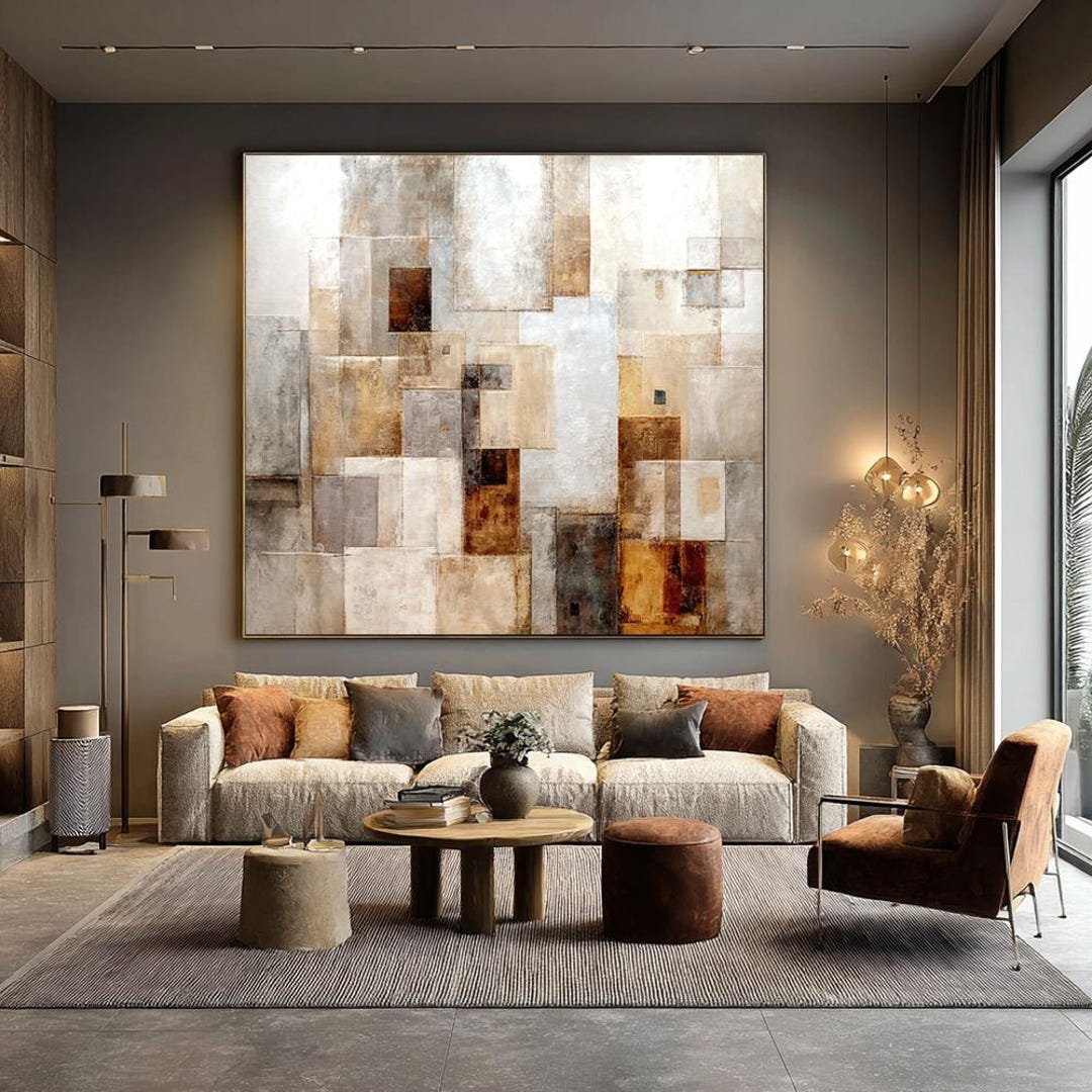 Large Neutral Abstract Paintingtextured 3D Canvas Art in Wabi Sabi ...