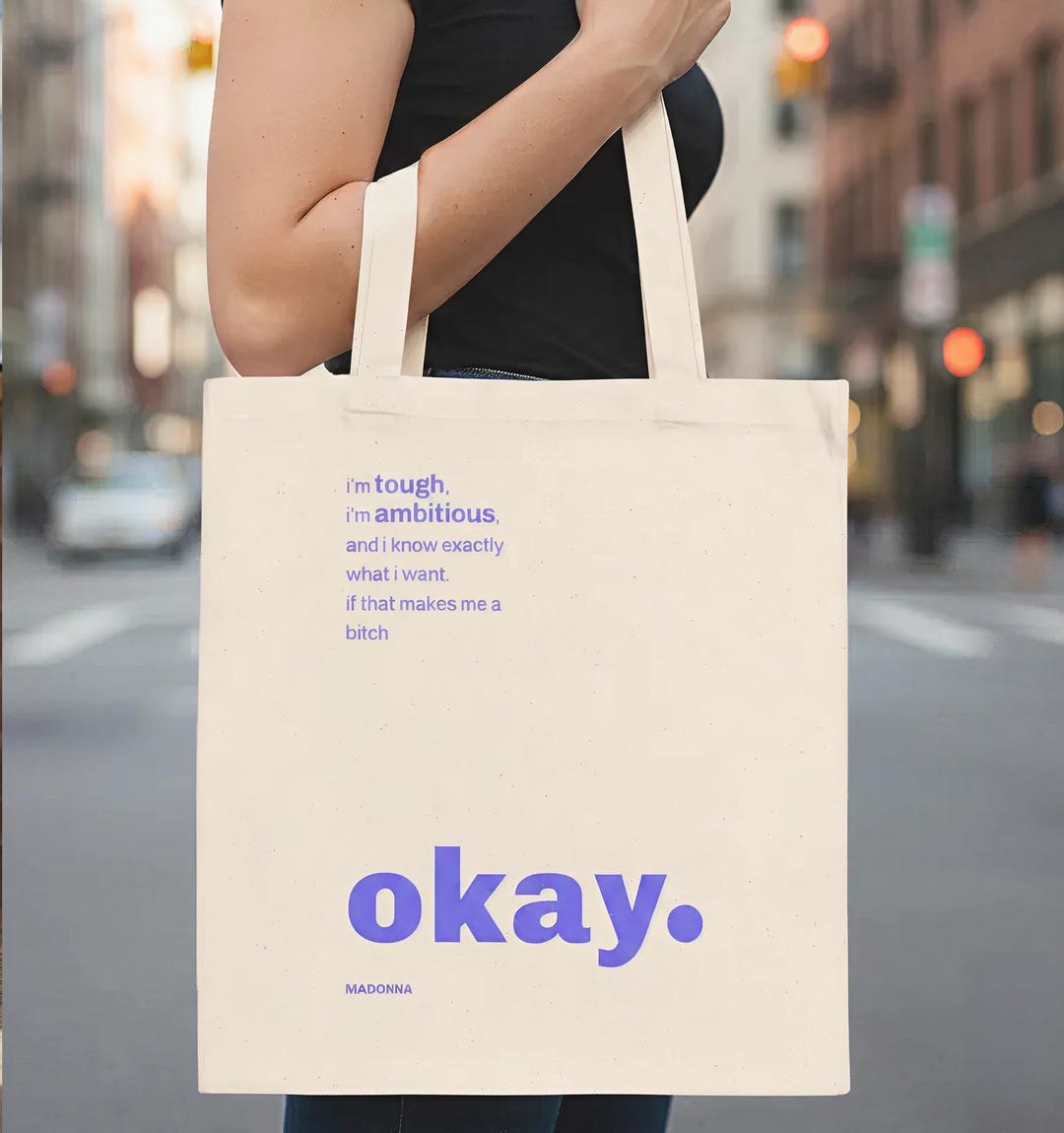 Okay Text Tote Bag | Minimalist Affirmation Typography - Etsy