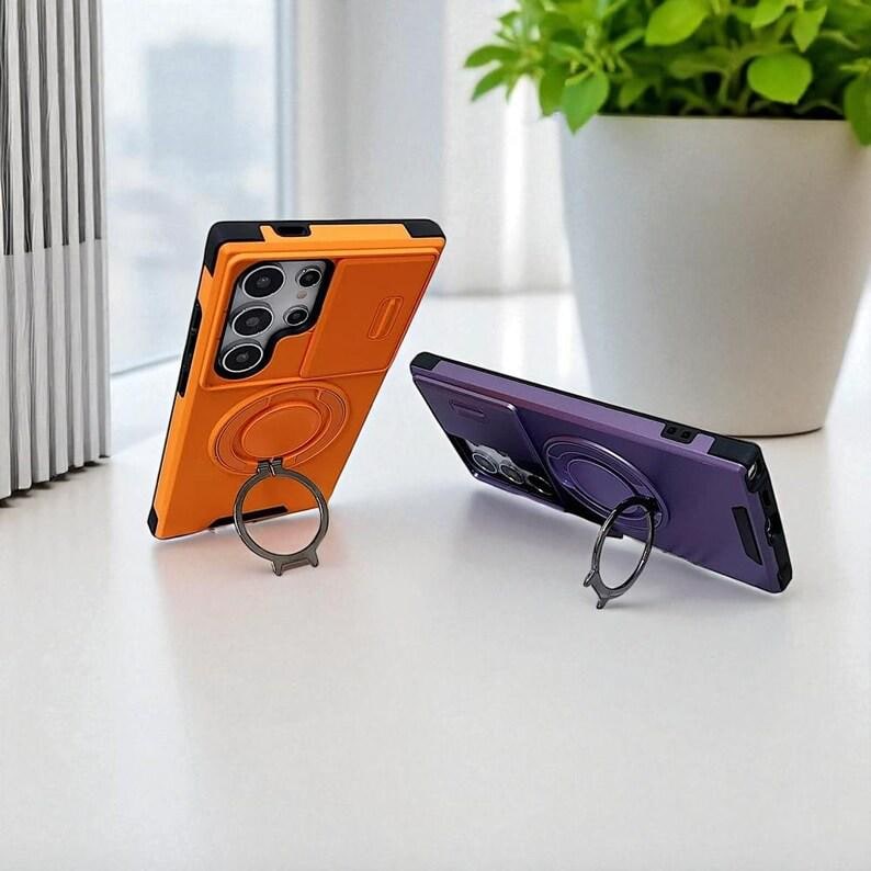 Shockproof Armor Samsung Case: Magnetic Ring, Camera Cover - Etsy Australia