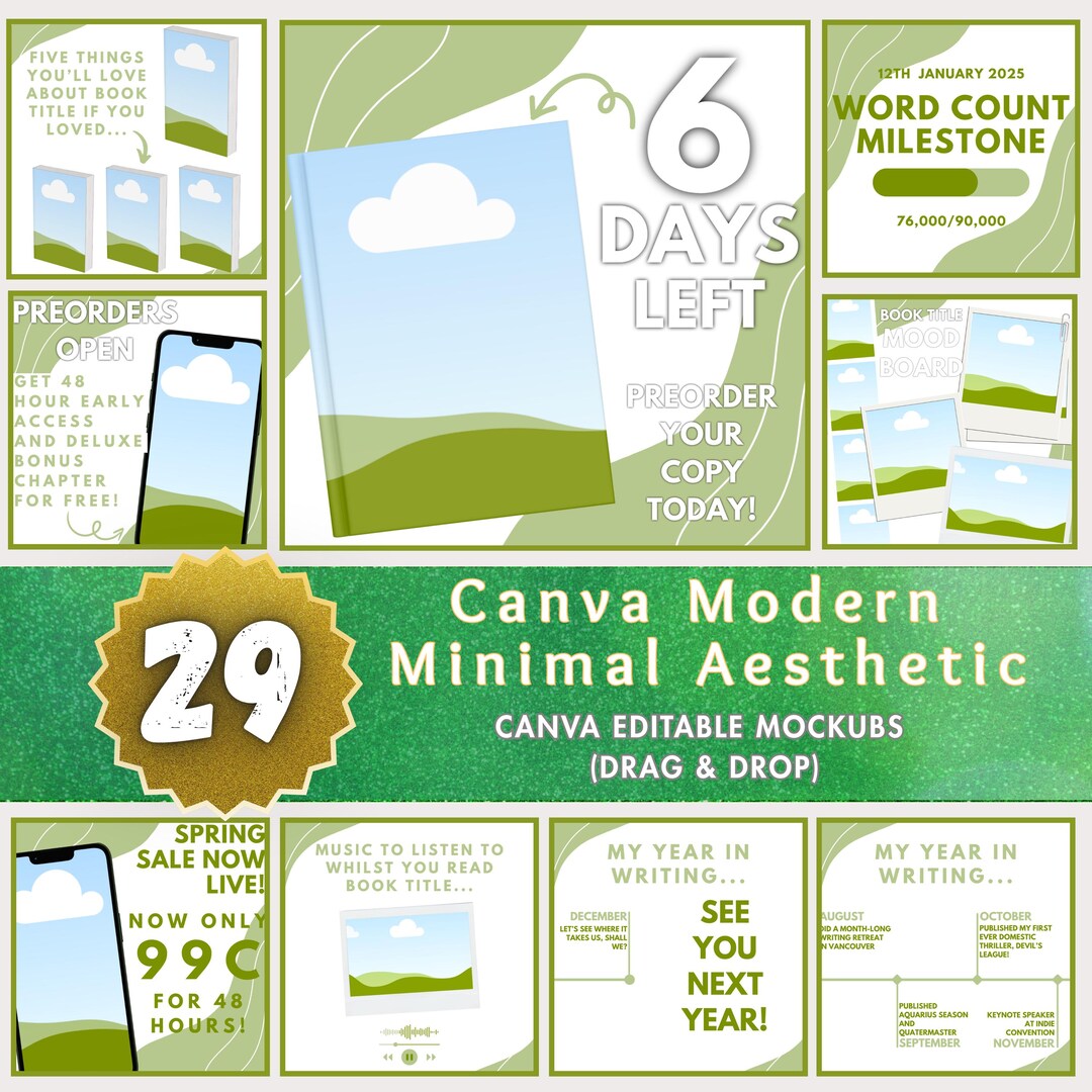 29 Canva Book Mockups for Authors, Minimal Aesthetic Instagram and ...