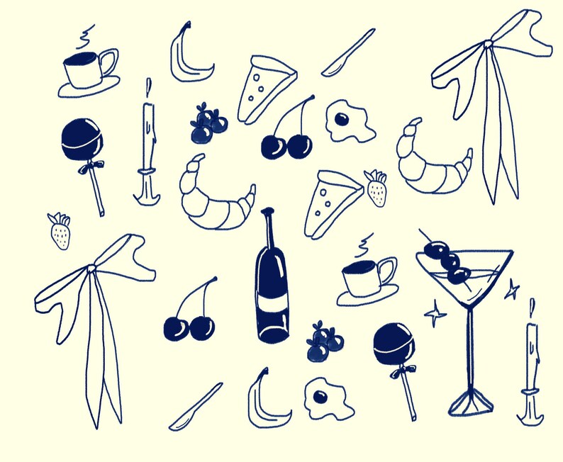 Hand-drawn Food Clipart Set | 14 Elements | PSD & PNG Files - Etsy
