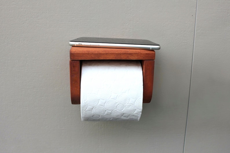 Golden Brown Pine Toilet Roll Holder - Minimalist Bathroom Decor - Etsy