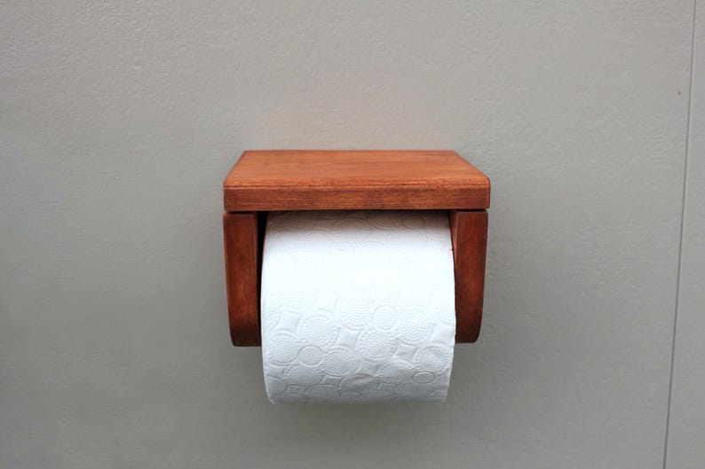 Golden Brown Pine Toilet Roll Holder - Minimalist Bathroom Decor - Etsy