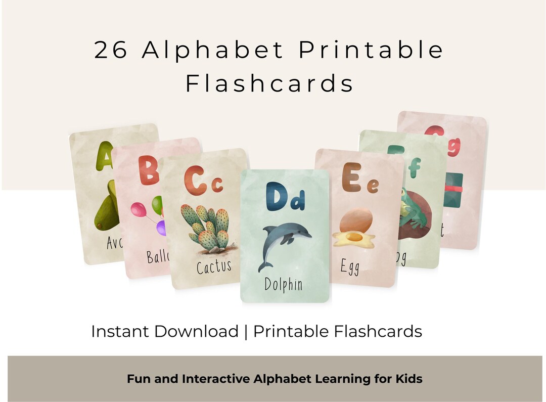 26 Printable Alphabet Flash Cards A-Z ! - Etsy