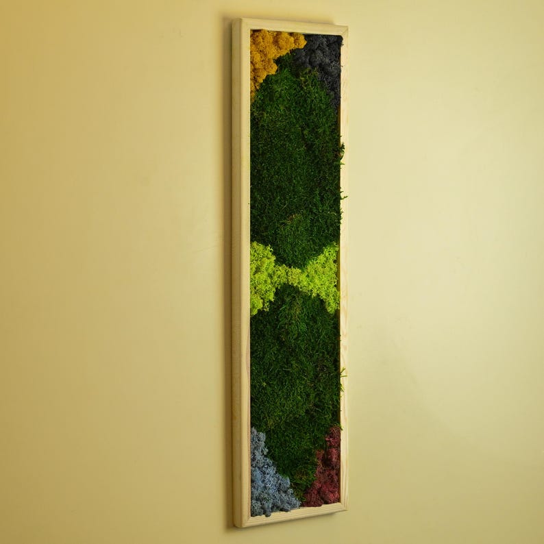 Colorful Preserved Moss Wall Art, Vertical Reindeer & Sheet Moss Panel ...