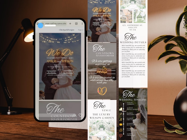 Wedding Invitation Website Template Canva Editable | RSVP Tracking Form ...