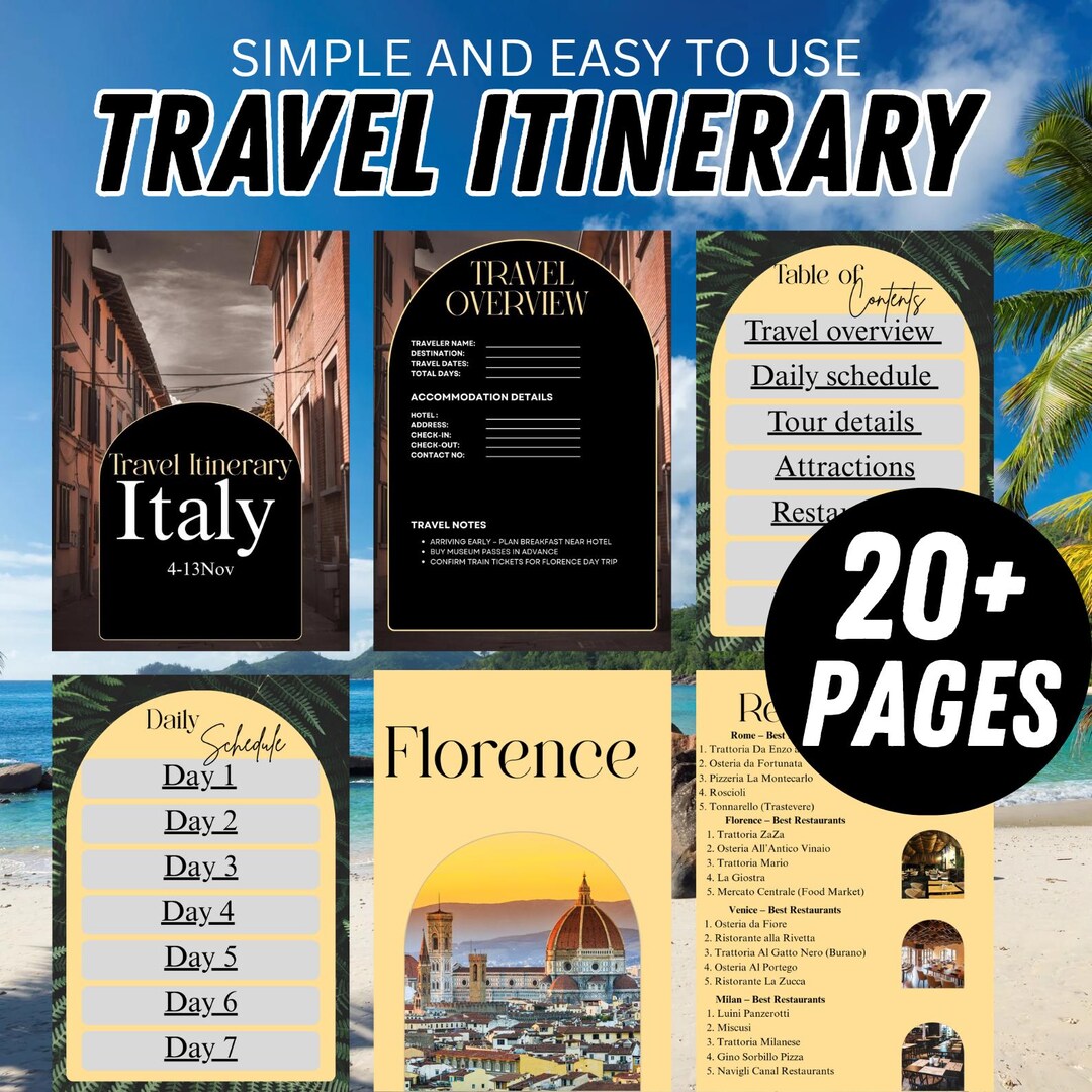 Itenary Template, Editable Travel Itinerary, Trip Planner - Etsy