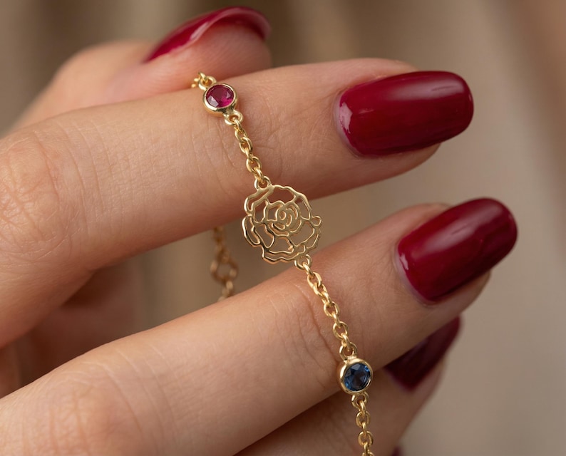 Personalized Family Birth Flower Bracelet,mother Flower Bracelets ...