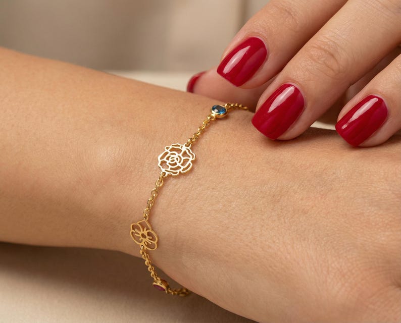 Personalized Family Birth Flower Bracelet,mother Flower Bracelets ...