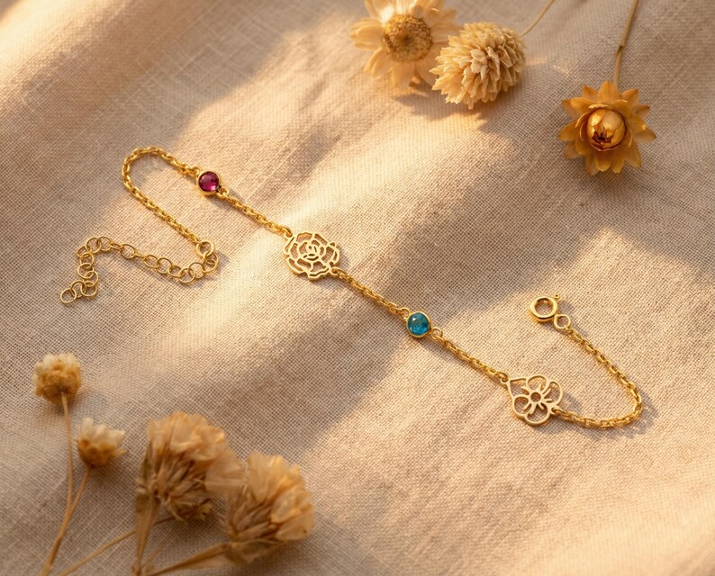 Personalized Family Birth Flower Bracelet,mother Flower Bracelets ...