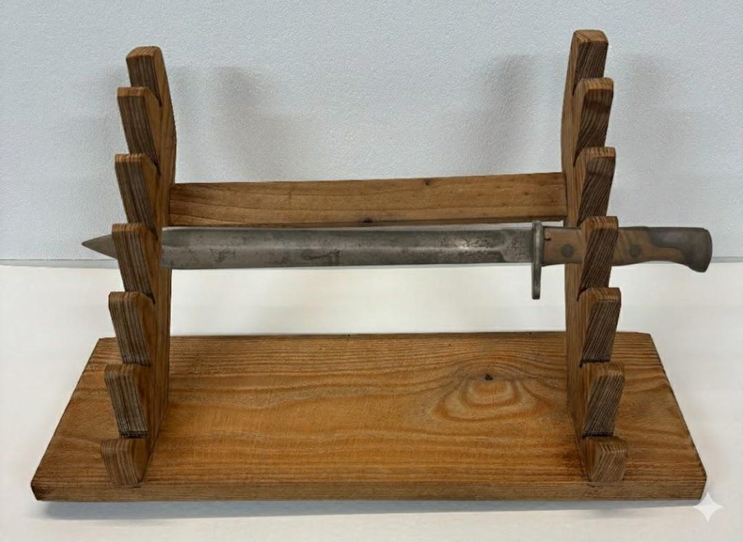 Display Stand for 6 Bayonets in Aged Fir Wood, Freestanding - Etsy
