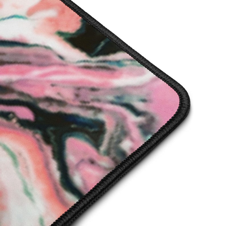 Marble Desk Mat, Pink Teal Fluid Art Mouse Pad, Aesthetic Workspace ...