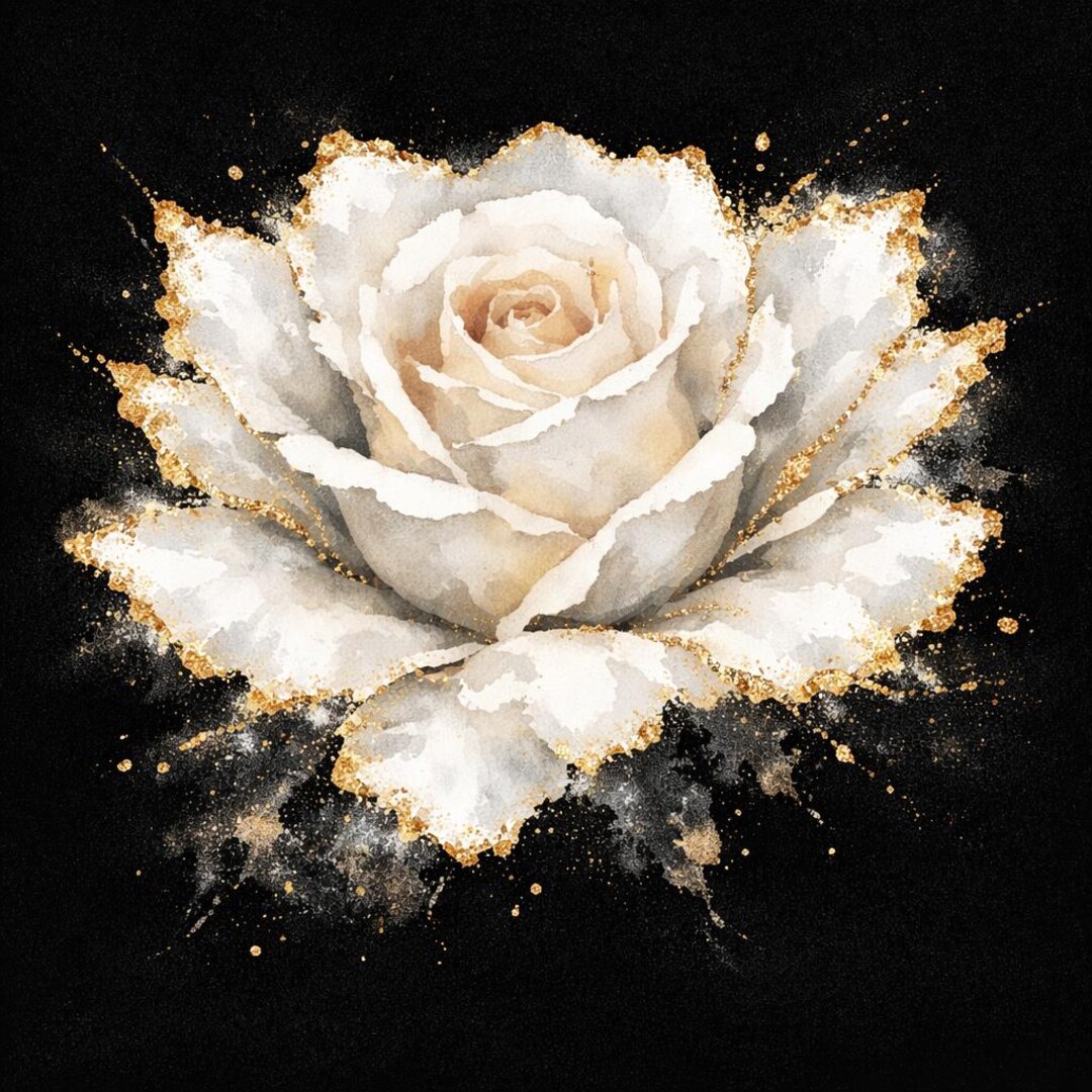 White Rose Watercolor Clipart: Abstract Floral PNG Bundle (digital ...