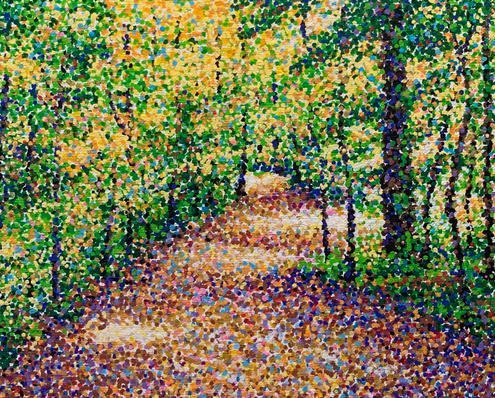 Original Acrylic Pointillist landscape painting Autumn Trail - Etsy.de