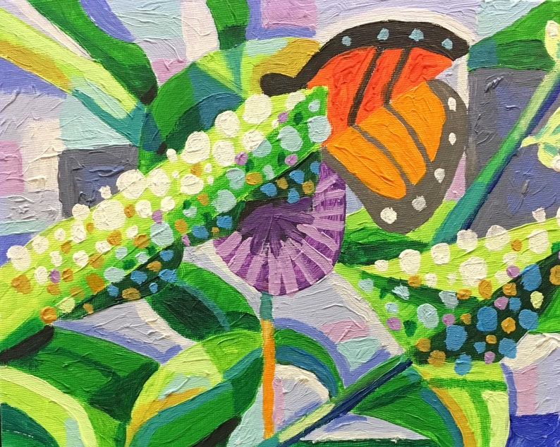 Original Butterfly Painting Acrylic Cubist 8x10 'monarch | Etsy