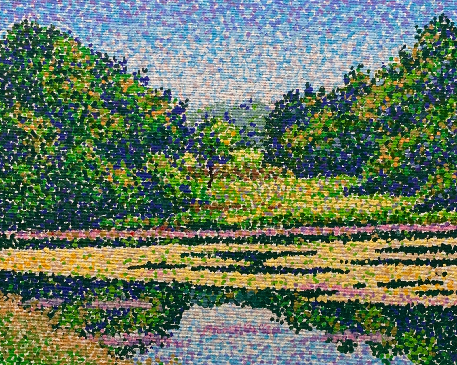 Original Acrylic Pointillist Landscape Painting little Tree - Etsy