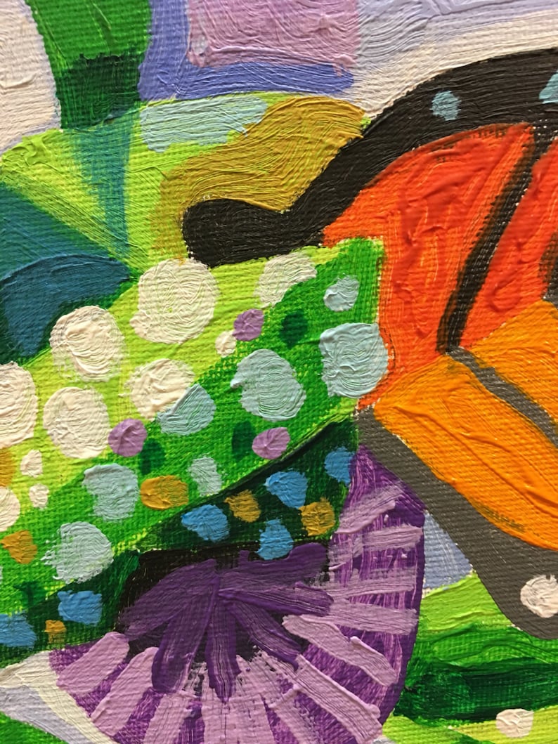 Original Butterfly Painting Acrylic Cubist 8x10 'monarch | Etsy