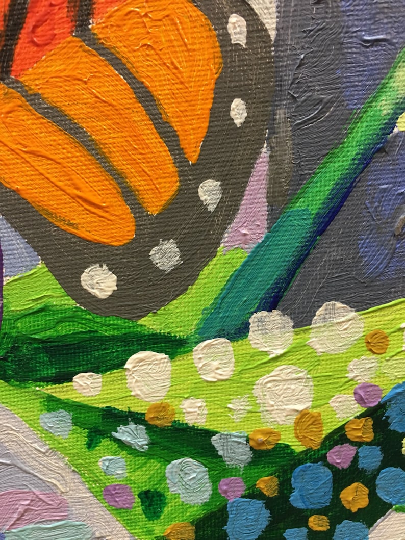 Original Butterfly Painting Acrylic Cubist 8x10 'monarch | Etsy