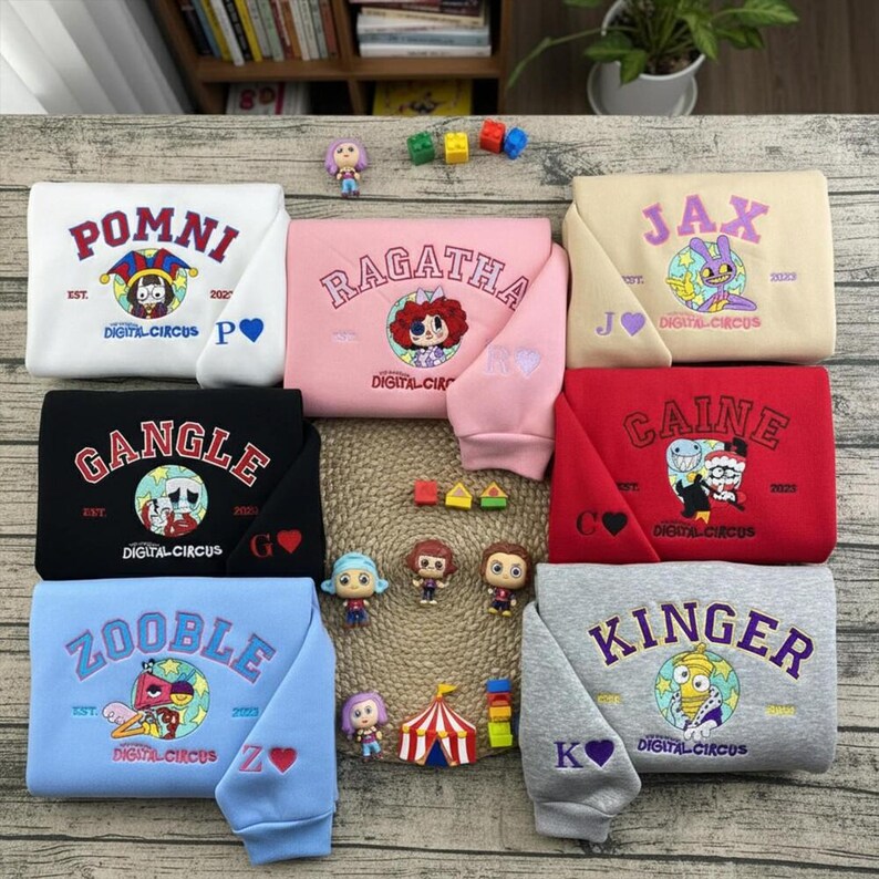 The Amazing Digital Circus All Character Embroidered Sweatshirt, Pomni ...