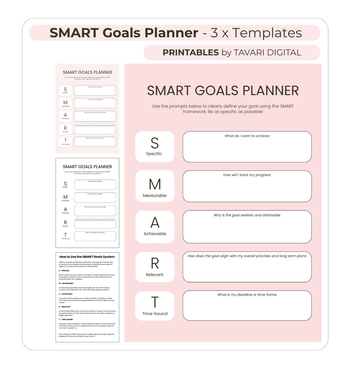 SMART Goal Planner | Printable A4 Templates (PDF) - Etsy Australia