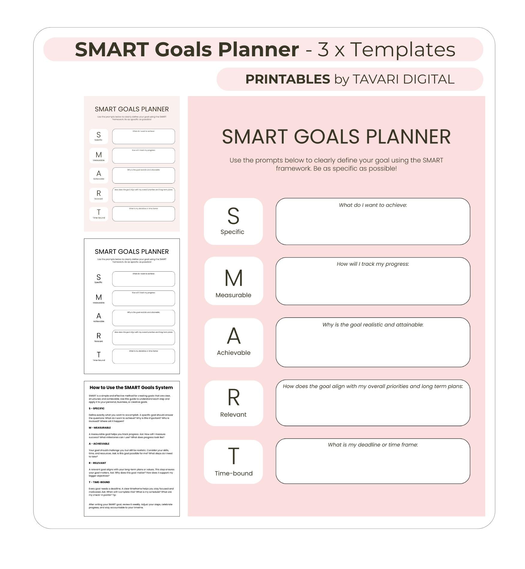 SMART Goal Planner | Printable A4 Templates (PDF) - Etsy Australia