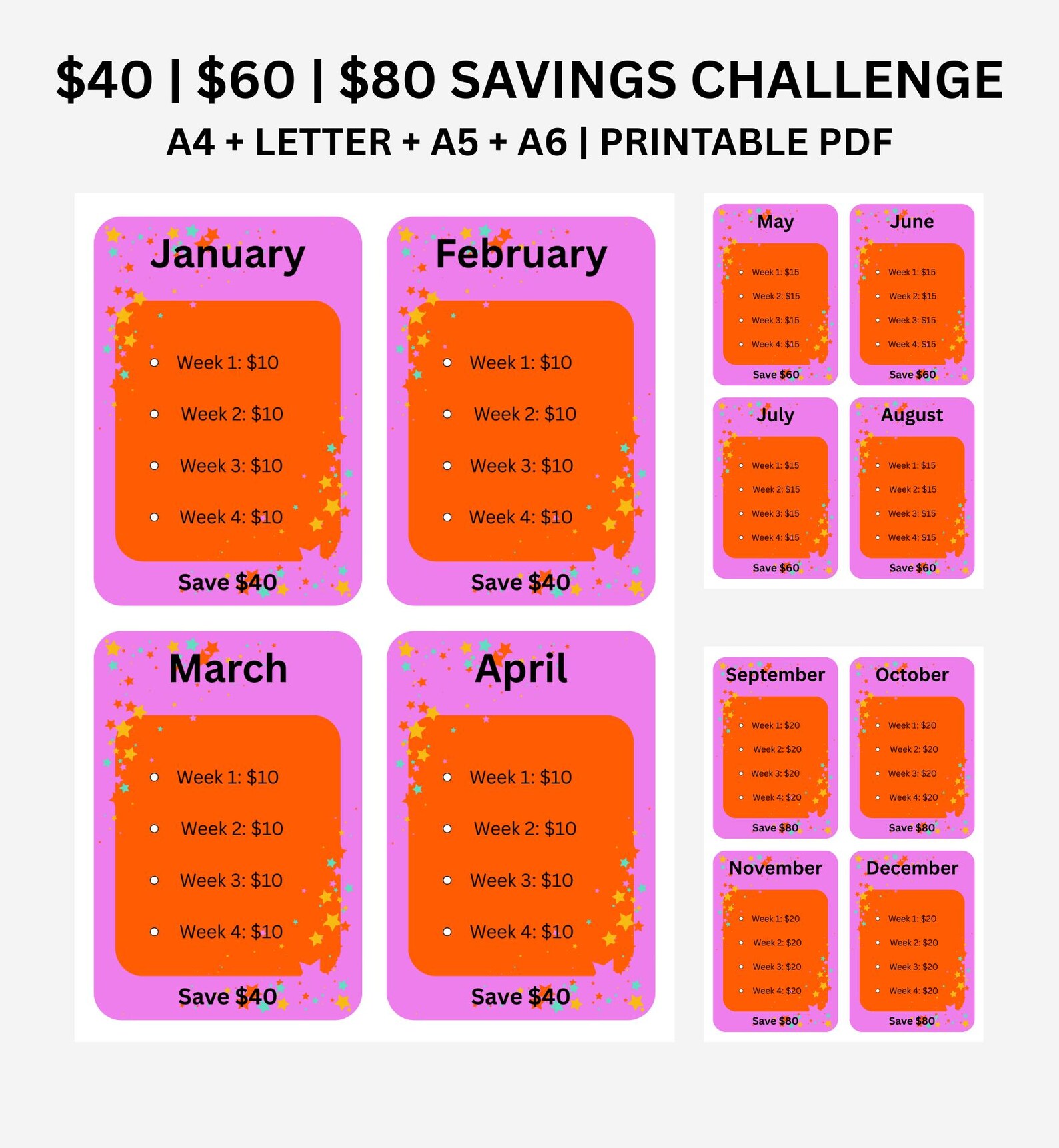 Low Income Savings Challenge | Bright Star Monthly Money Tracker ...
