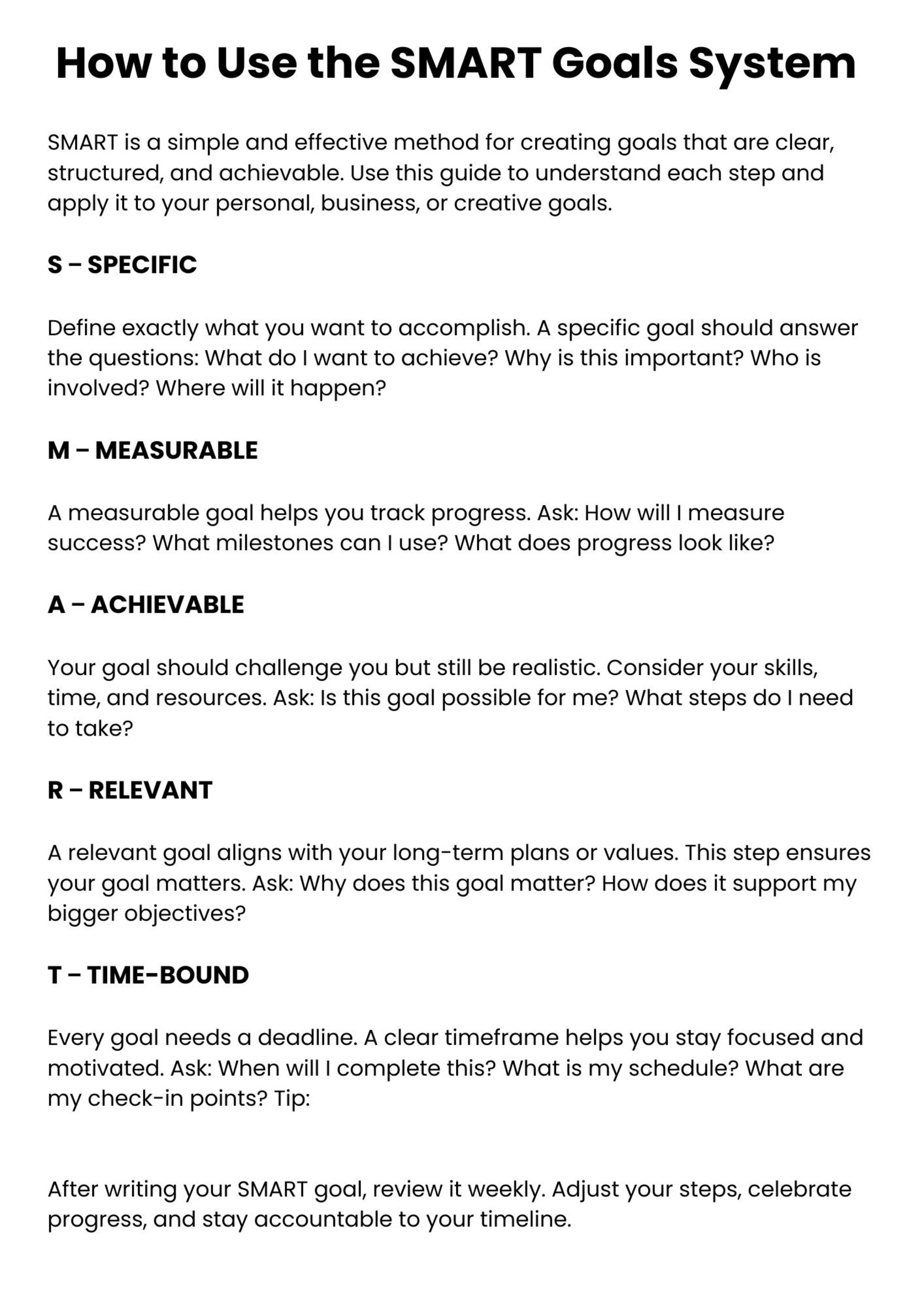 SMART Goals Planner Printable | A4 Goal‑setting Templates ...