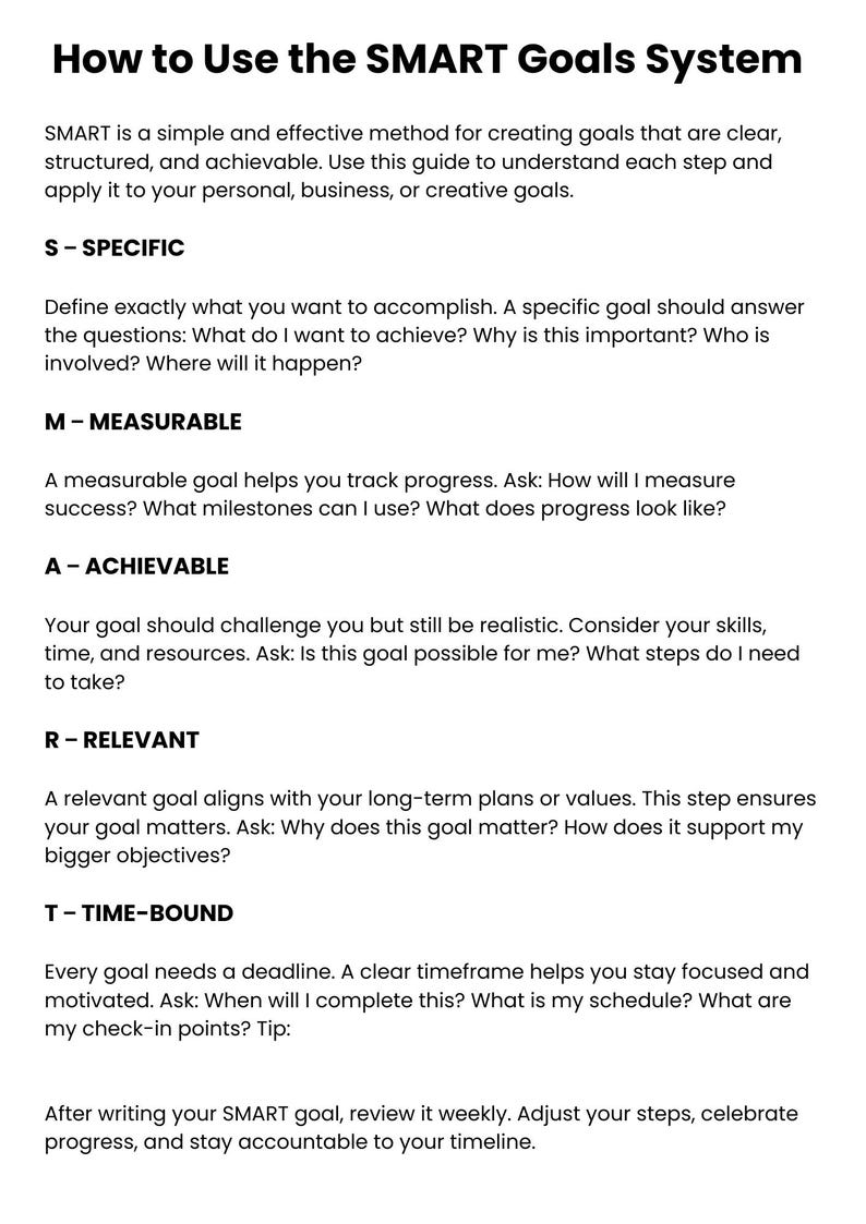 SMART Goal Planner | Printable A4 Templates (PDF) - Etsy Australia
