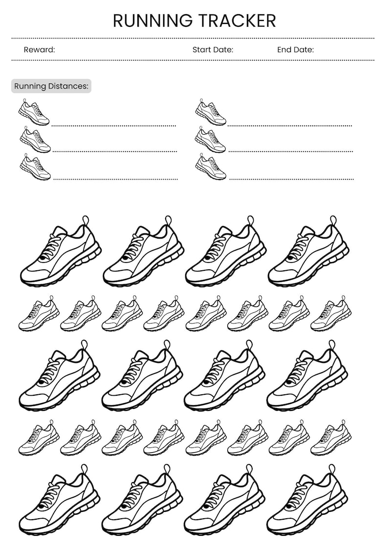 Running Distance Tracker Printable | Colour-in Run Log | KM and Miles ...