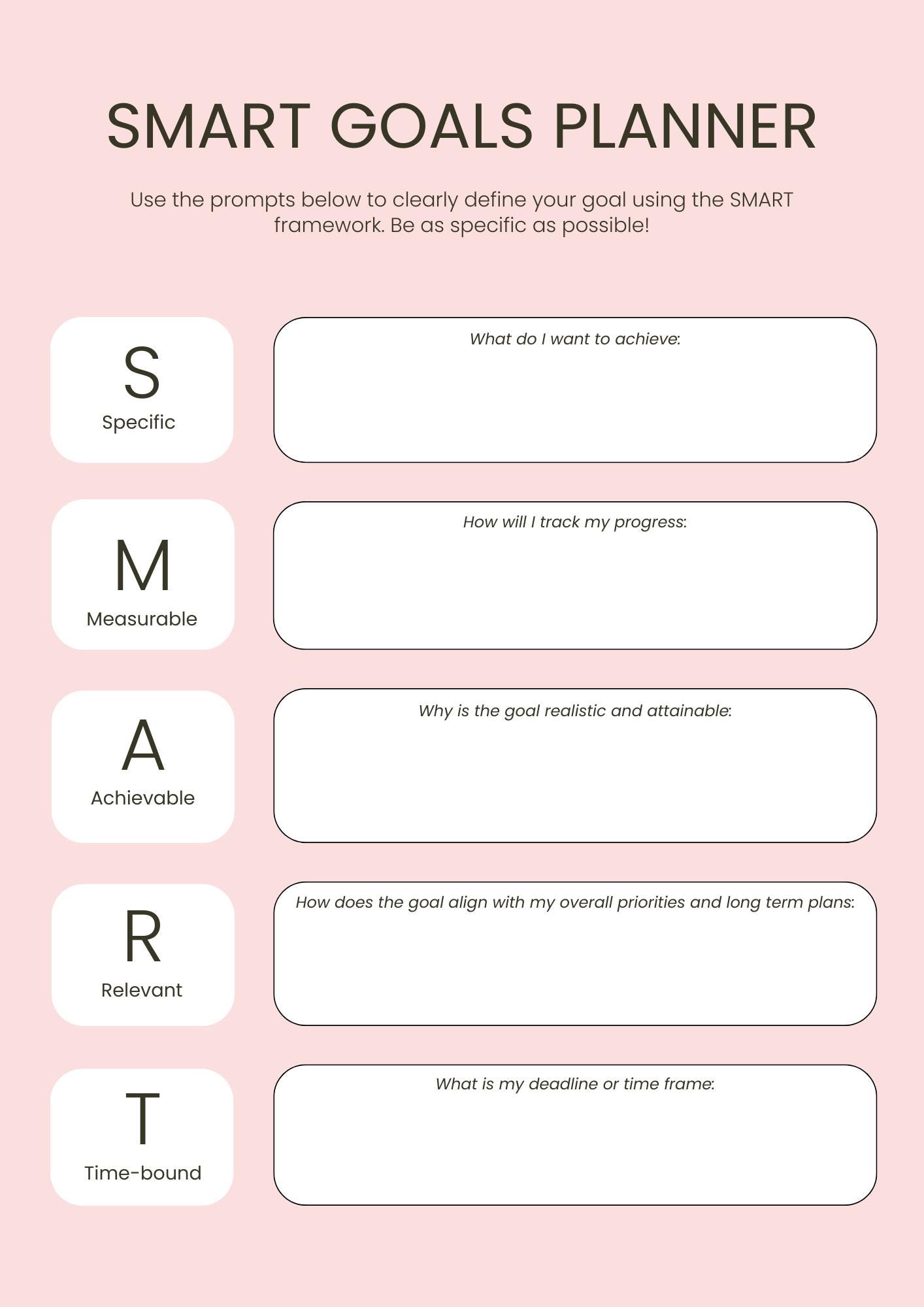 SMART Goal Planner | Printable A4 Templates (PDF) - Etsy Australia