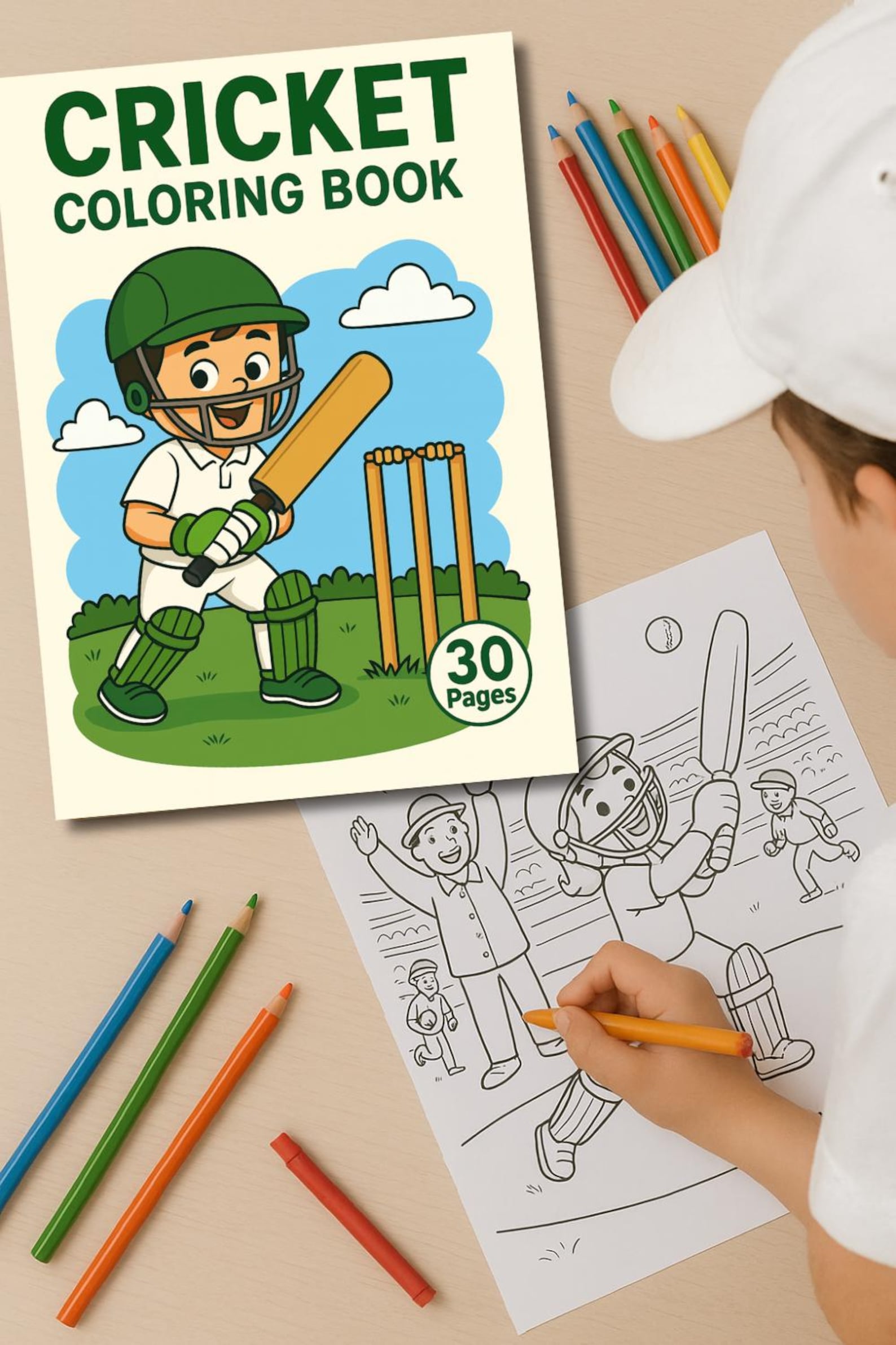 Cricket Coloring Book | 30-page Printable PDF | Kids & Adults Sports ...